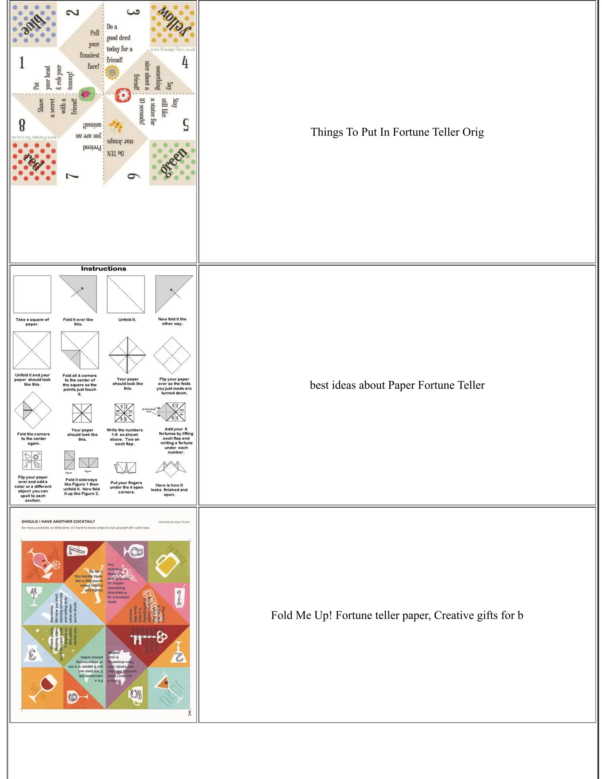 What To Write On A Paper Fortune Teller | PDF