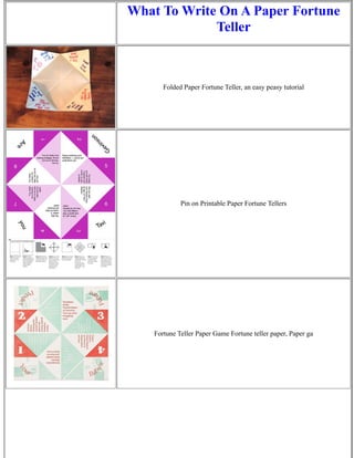 What To Write On A Paper Fortune Teller | PDF