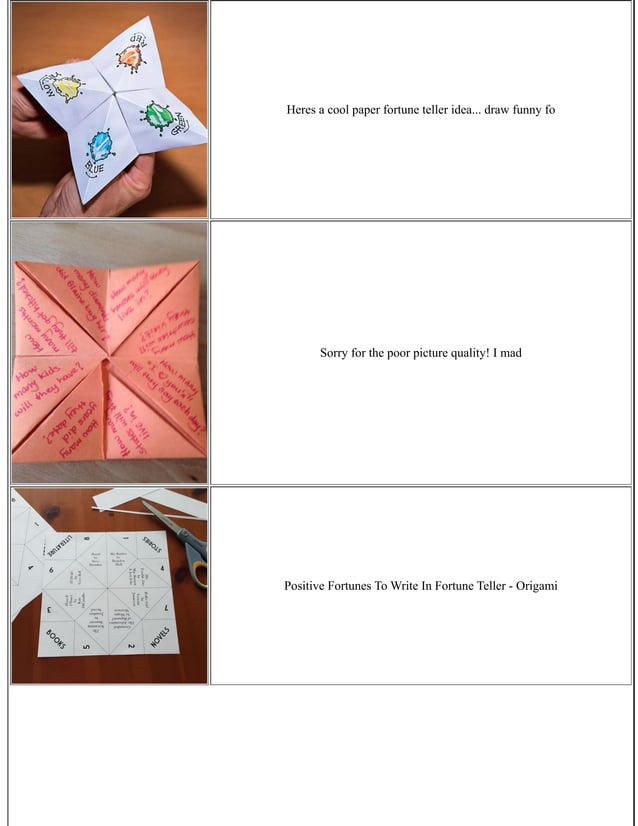 What To Write On A Paper Fortune Teller | PDF