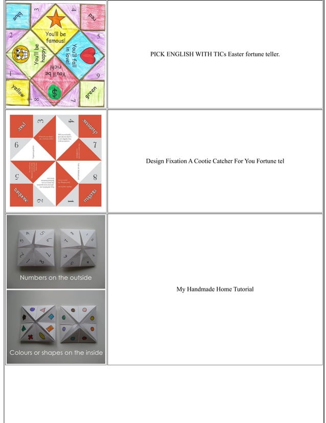 What To Write On A Paper Fortune Teller | PDF