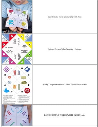 What To Write On A Paper Fortune Teller | PDF
