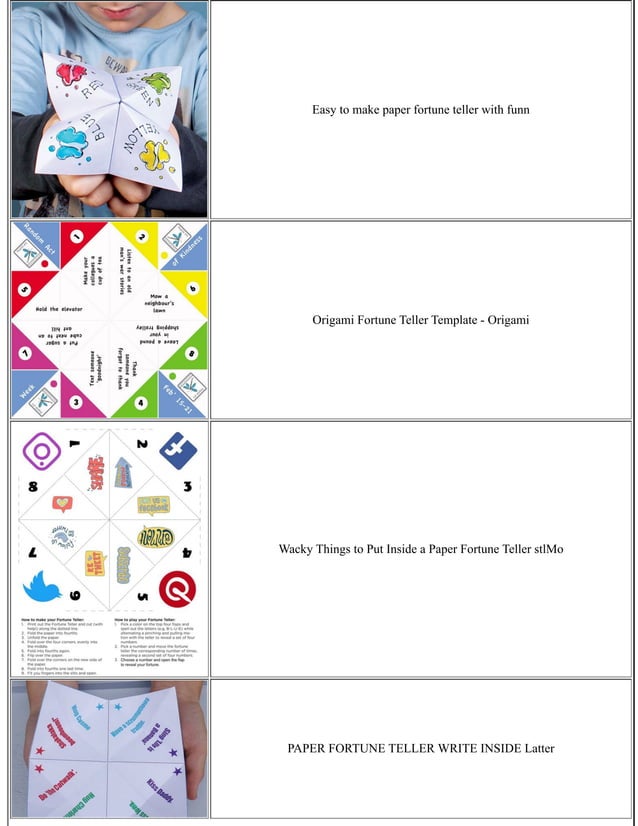 What To Write On A Paper Fortune Teller | PDF