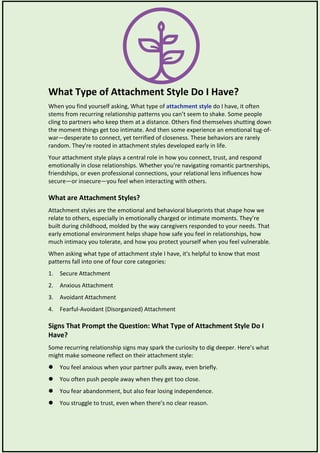 What Type of Attachment Style Do I Have? | PDF