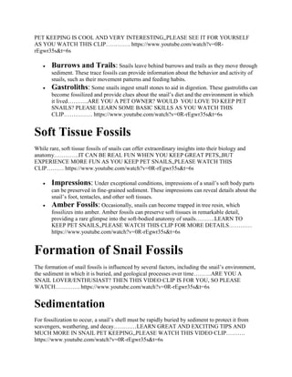 WHAT TYPES OF FOSSILS CAN BE FOUND FOR SNAILS..docx