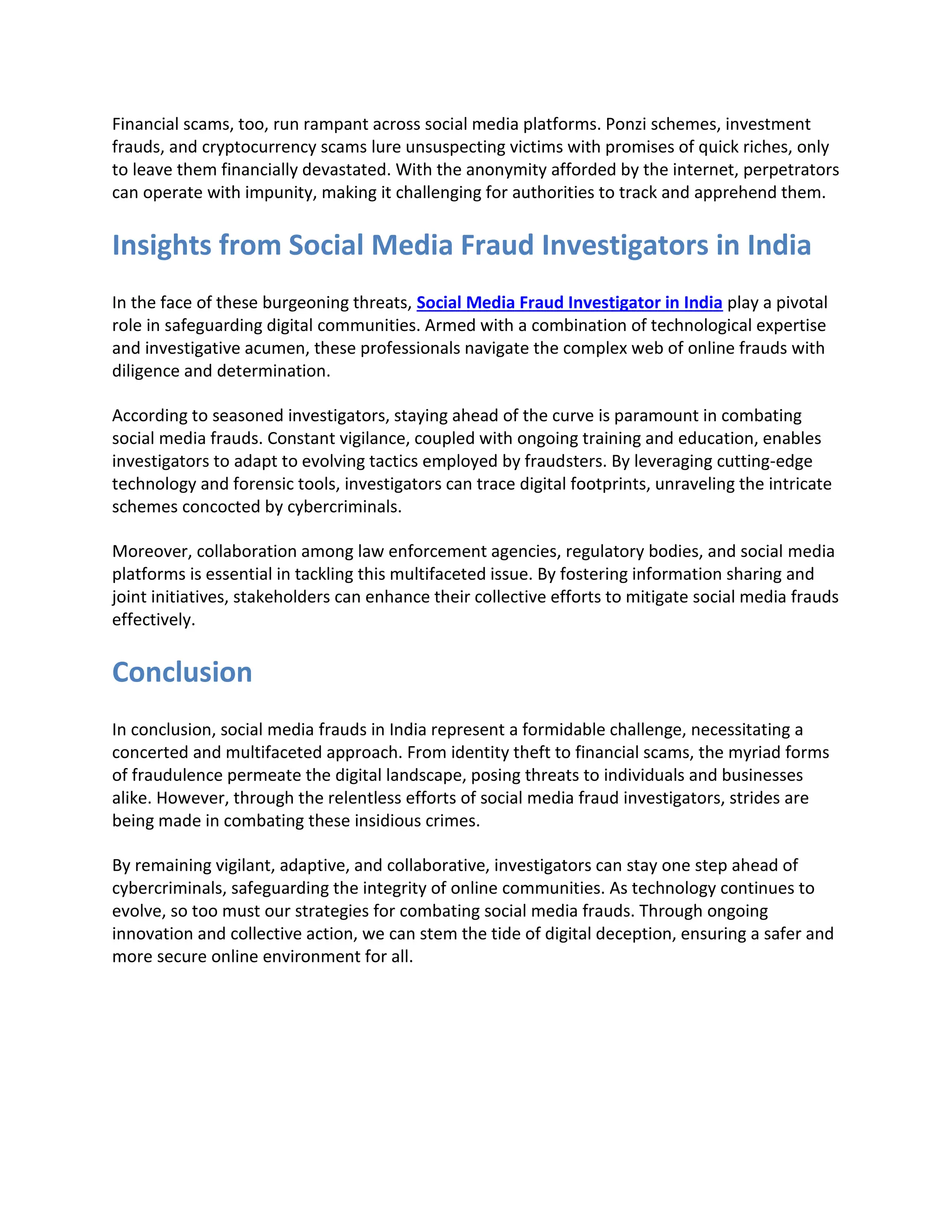 What Types of Social Media Frauds Are Prevalent in India? Investigator ...