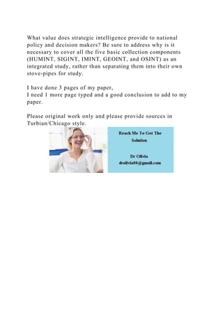What value does strategic intelligence provide to national policy an.docx