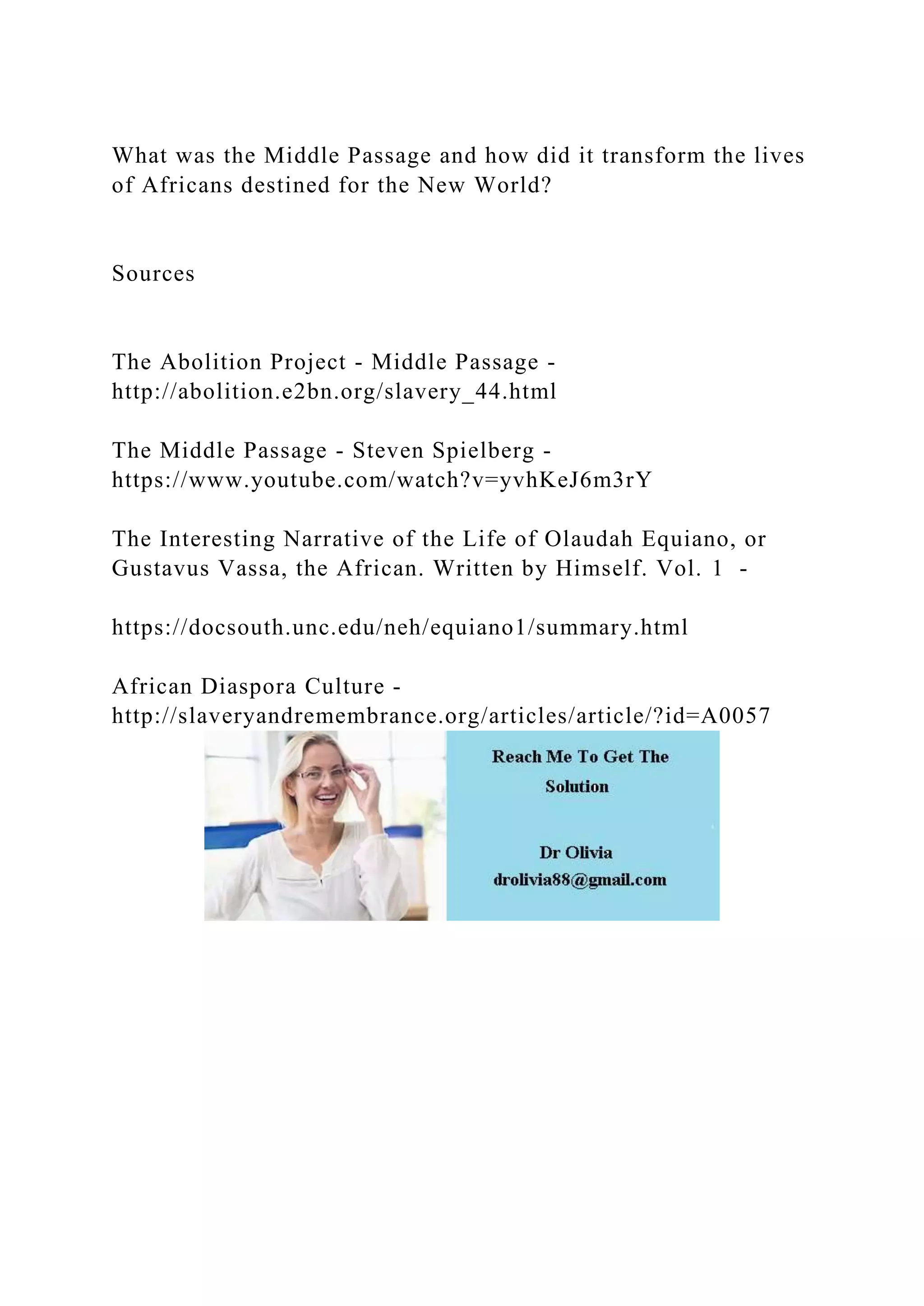 What was the Middle Passage and how did it transform the lives of Af.docx