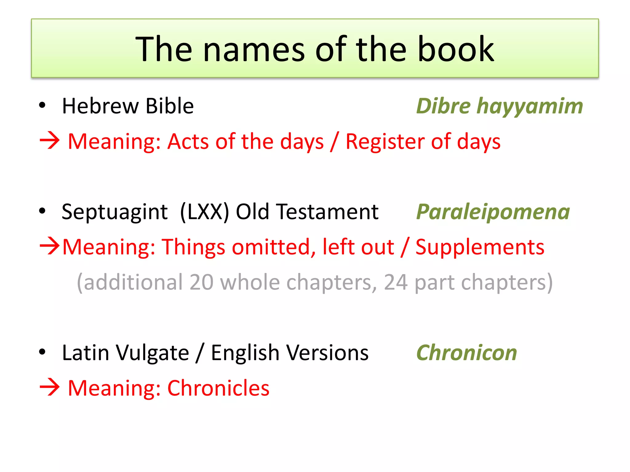 What we can learn from the chronicles genealogies | PPTX