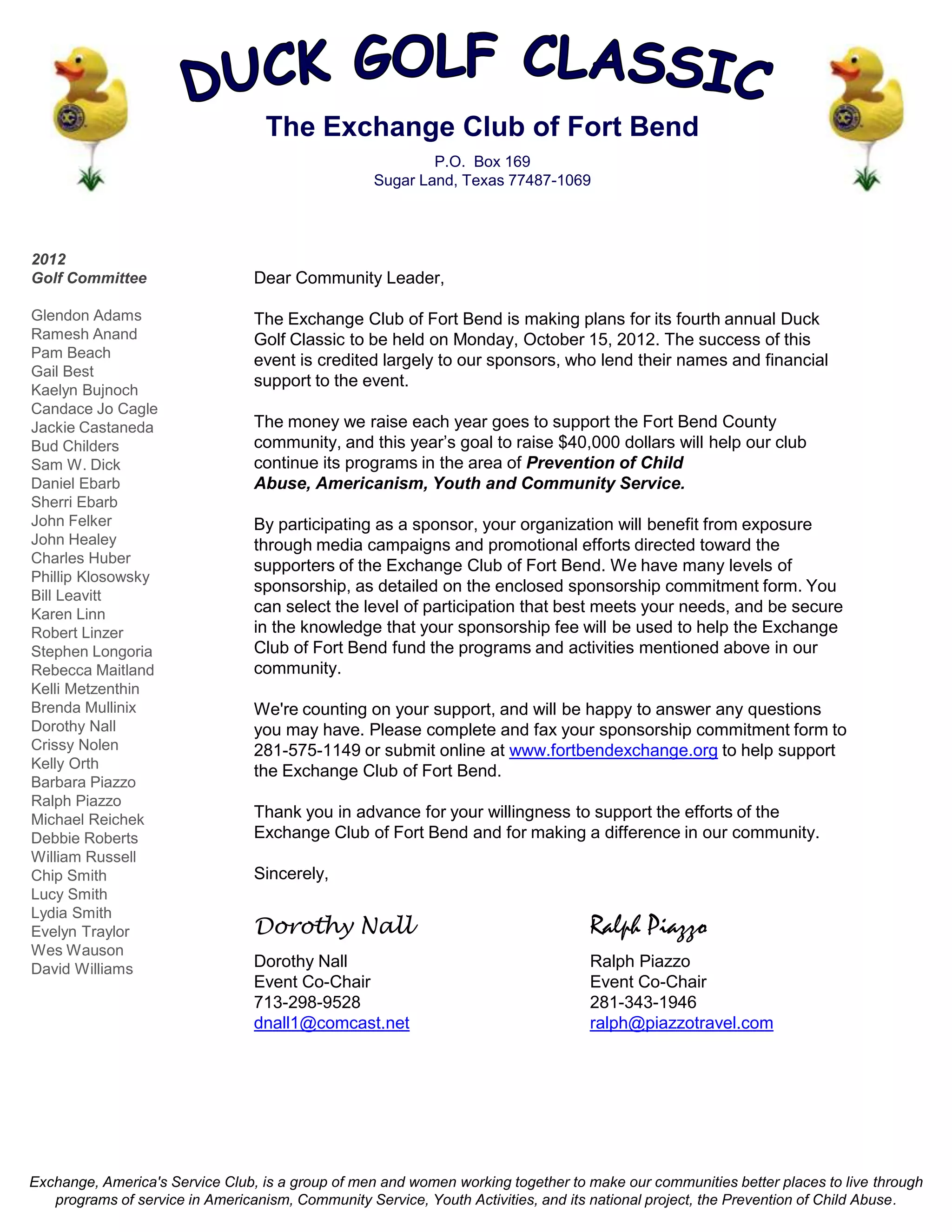 Duck Golf Classic Sponsorship Brochure | PPTX