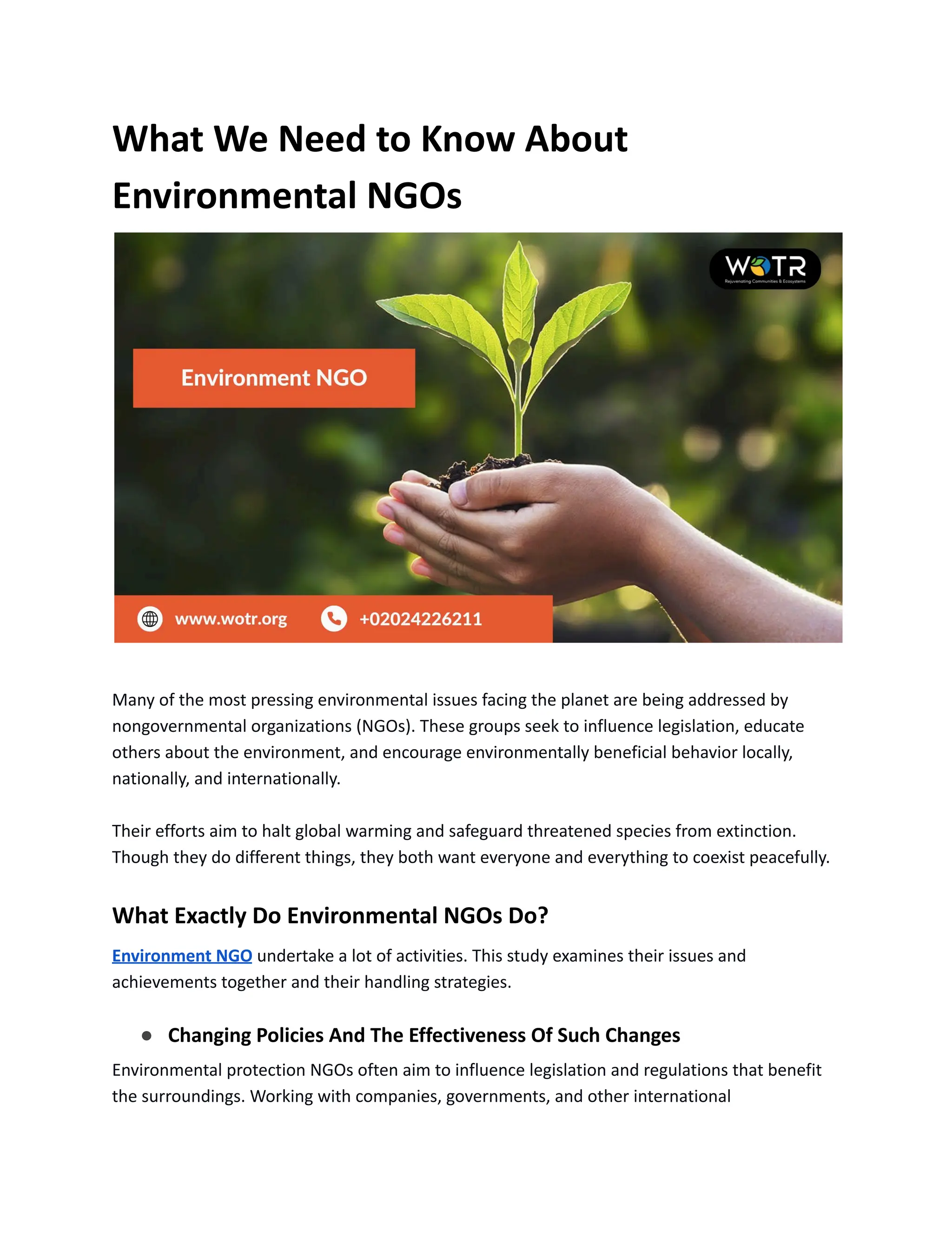 What We Need to Know About Environmental NGOs | PDF