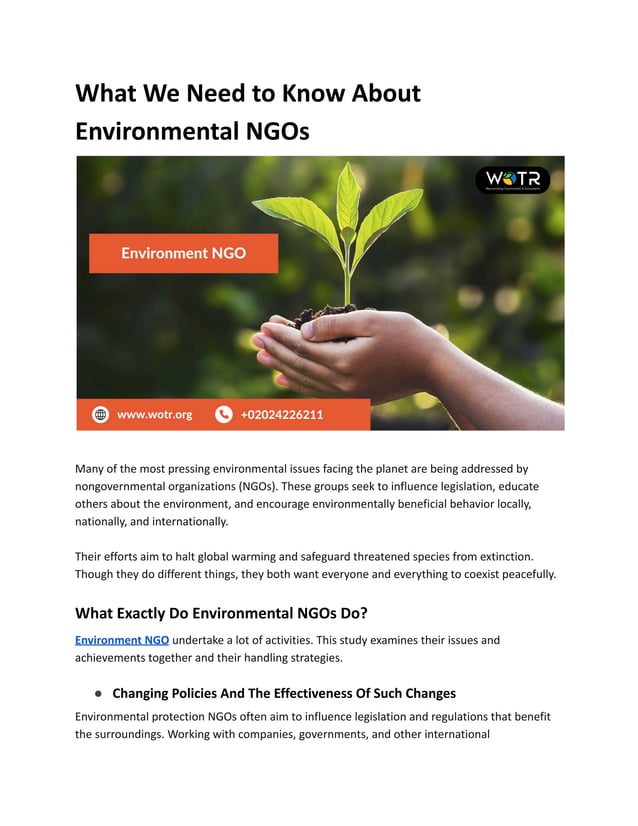 What We Need to Know About Environmental NGOs | PDF