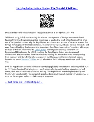 What Were The Causes And Concequences Of The Spanish Civil... | PDF
