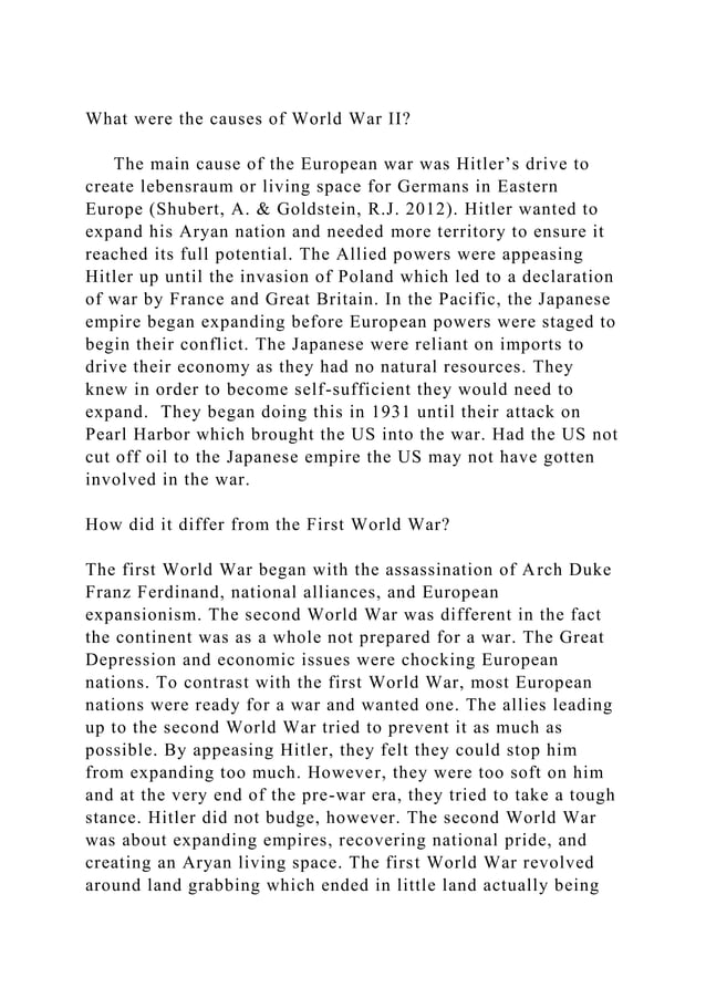 What were the causes of World War II The main cause of the | PDF