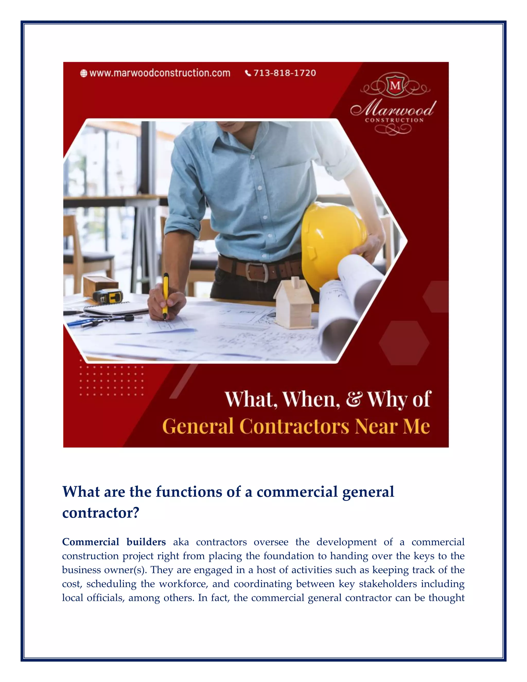 What, when, and why of commercial general contractors near me | PDF