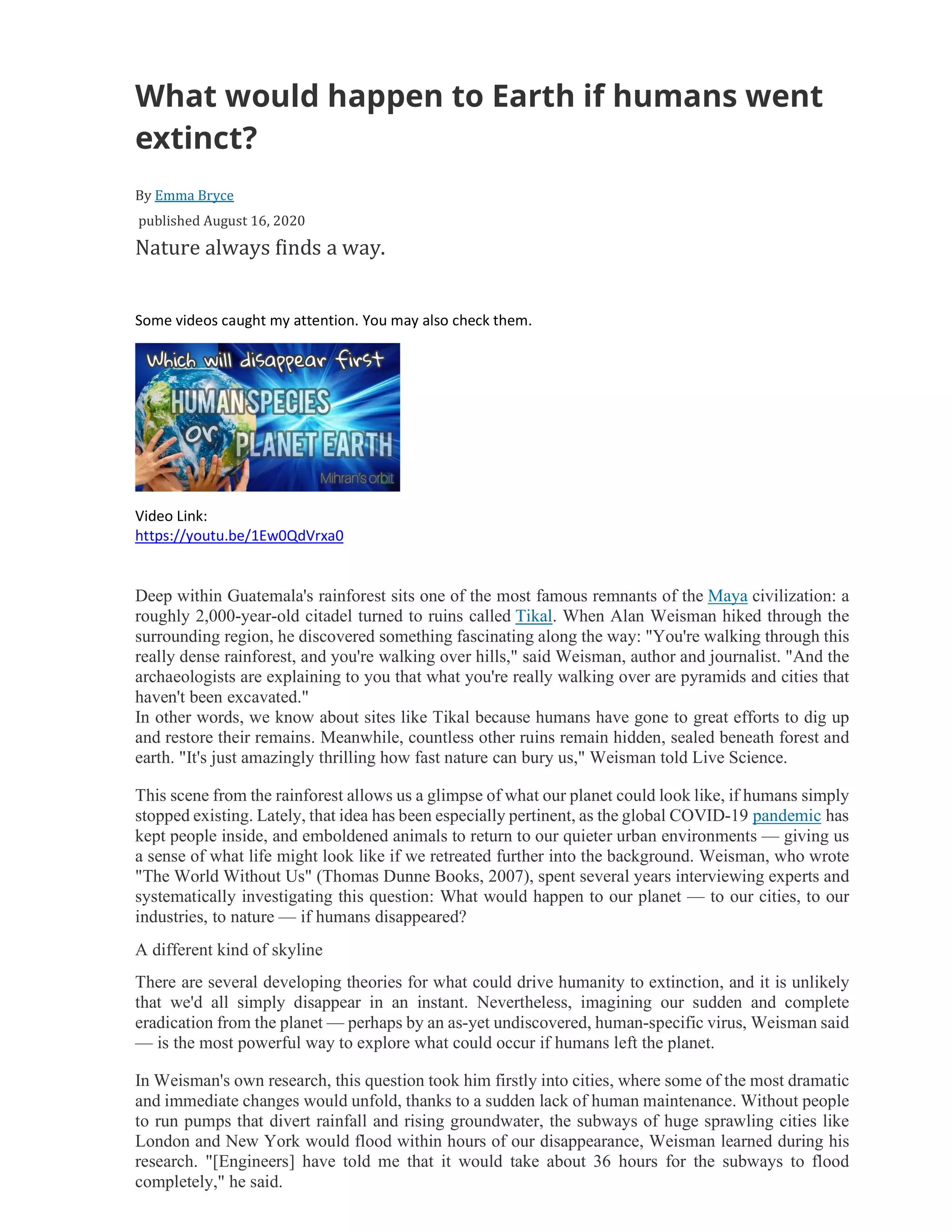 What would happen to Earth if humans went extinct.pdf