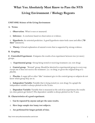 Biology - What you absolutely must know to pass the living environment ...