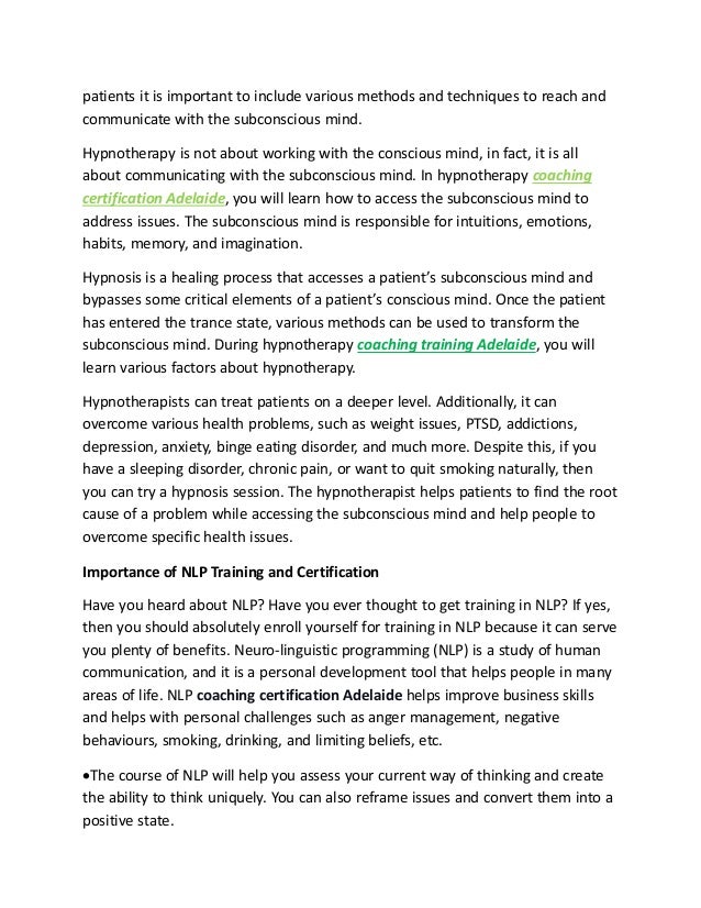 What You Must Know about Hypnotherapy Training and NLP? | PDF