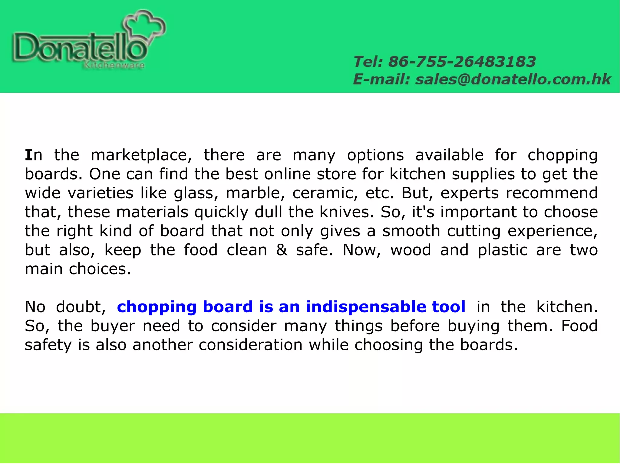 What you need to know about chopping boards? | ODP
