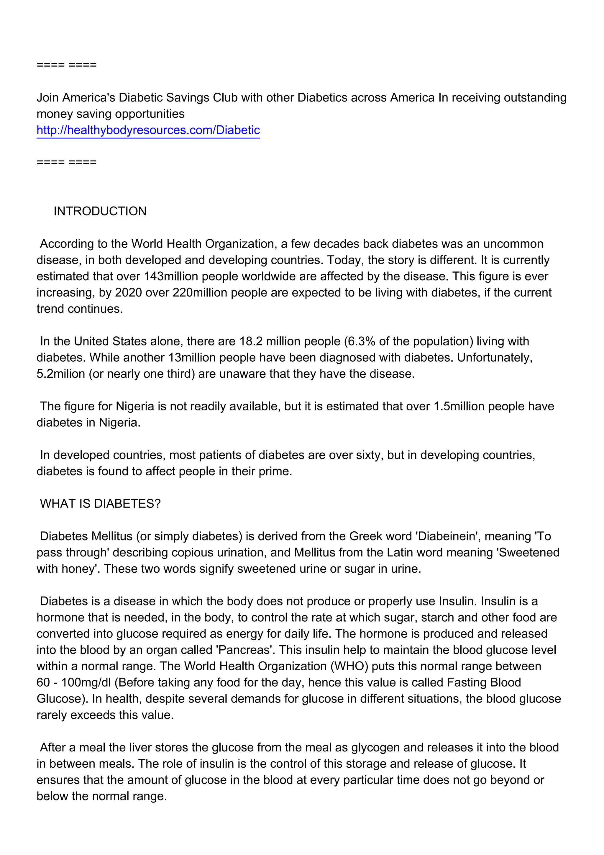 Diabetes - Some Helpful Facts | PDF