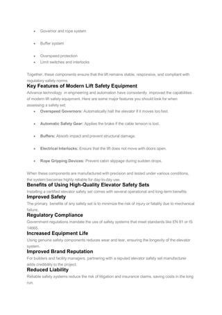 What You Need to Know About Elevator Safety Sets Features Benefits and ...