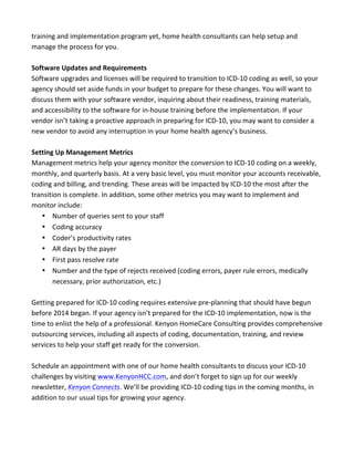 What Your Home Health Agency Needs to Know About ICD-10 Coding | PDF