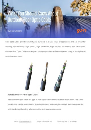 What You Should Know About Outdoor Fiber Optic Cable | PDF | Technology ...