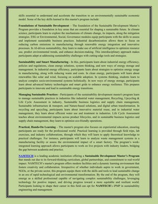 What You Will Learn in the Sustainable Development Master’s Program | PDF