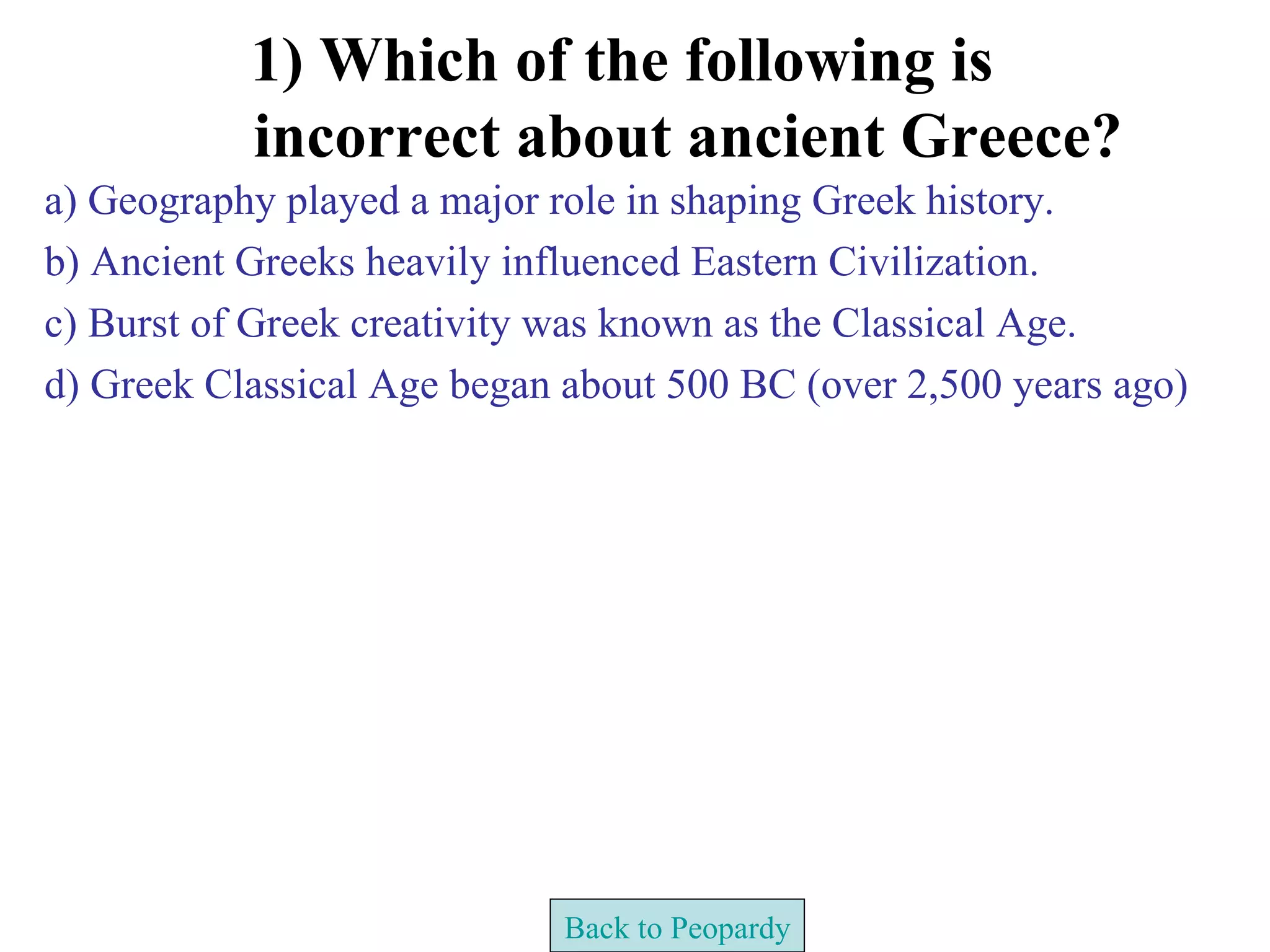 Ch1 s1 Greek Jeopardy | PPT