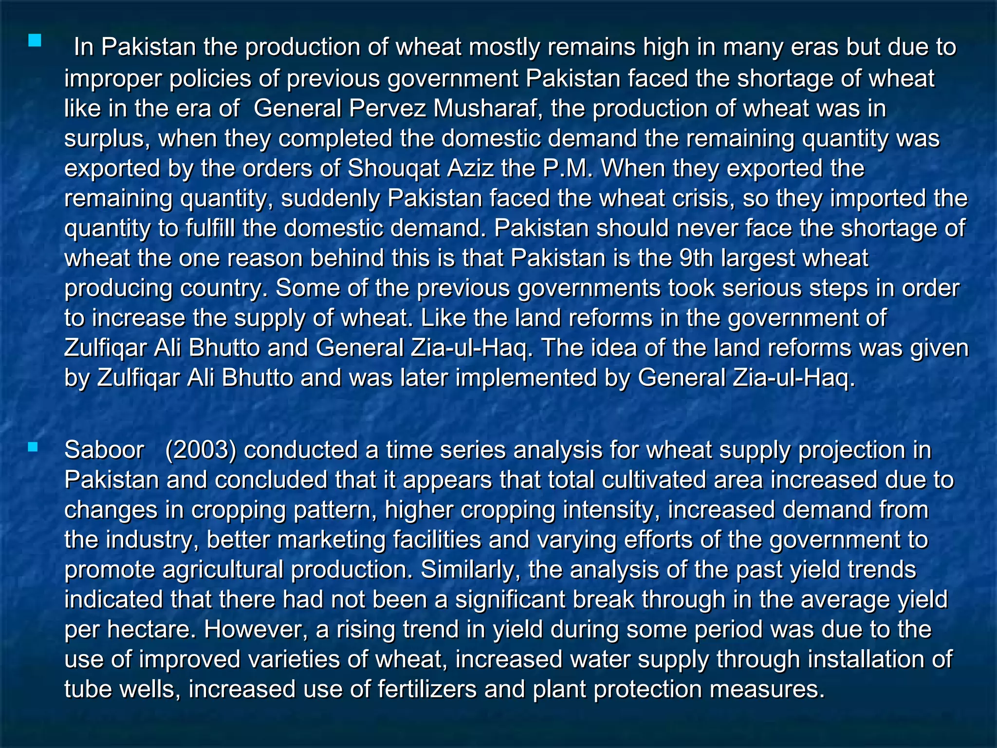 Wheat production in pakistan presentation | PPT