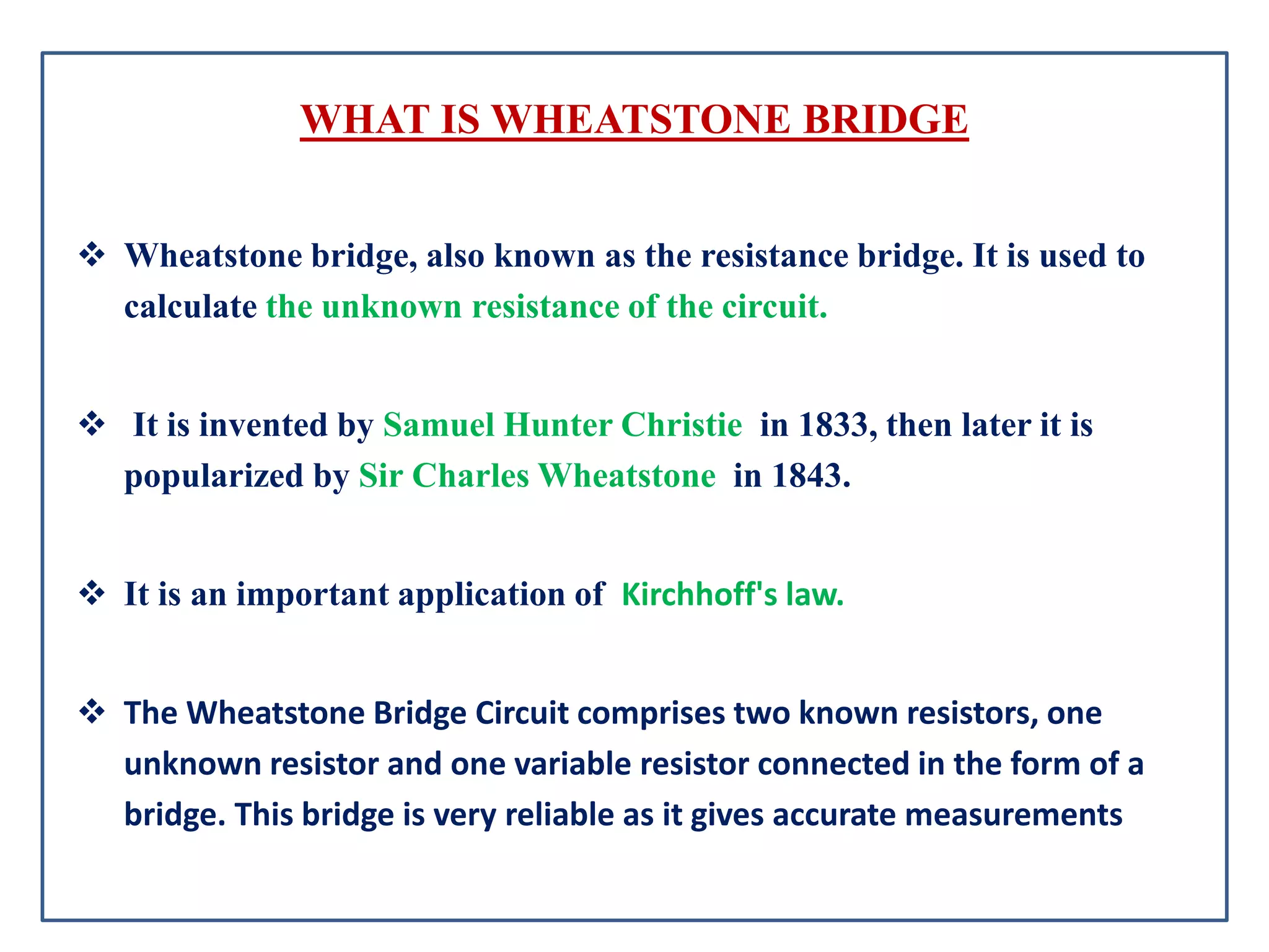 Wheatstone bridge | PPTX