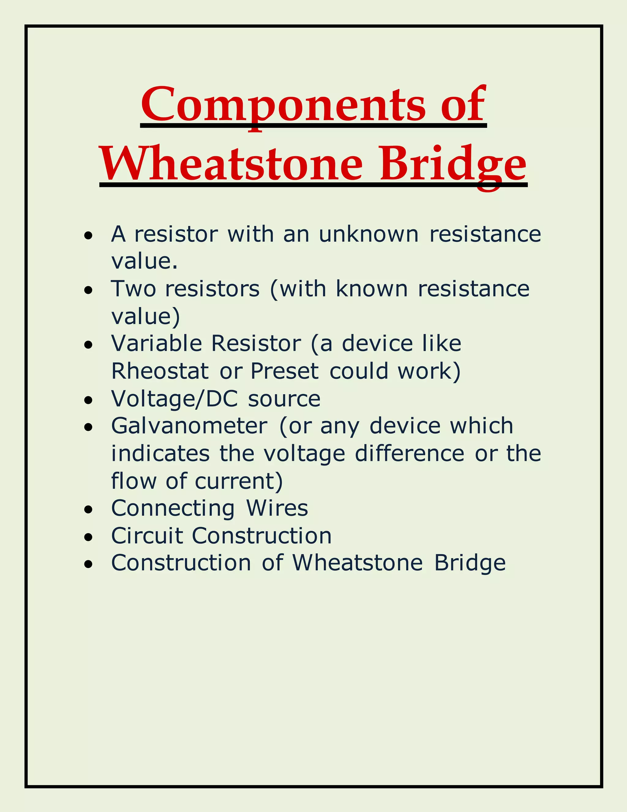 Wheatstone Bridge | DOCX