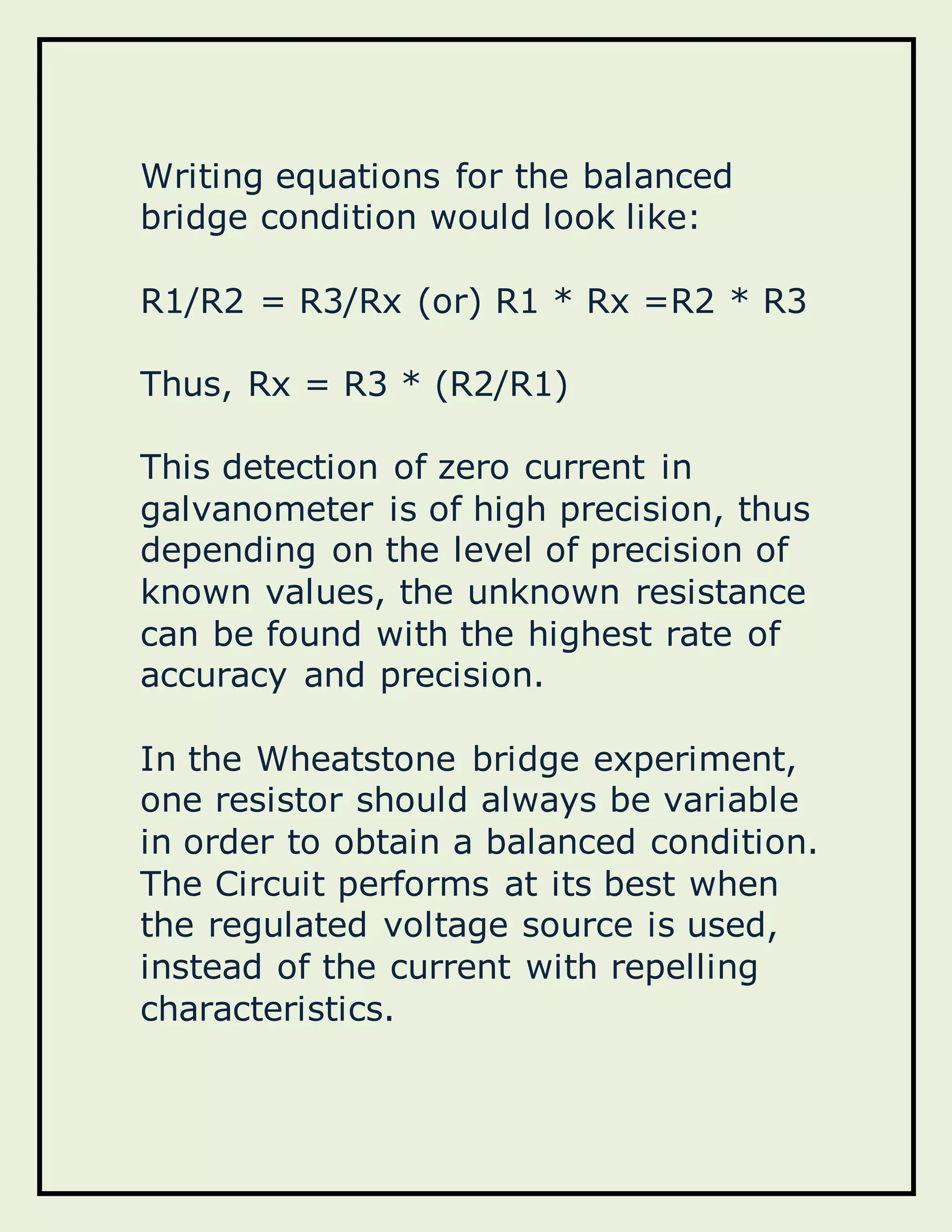 Wheatstone Bridge | DOCX