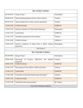 Summarized Report of Wheat Processing and Product Development Training ...