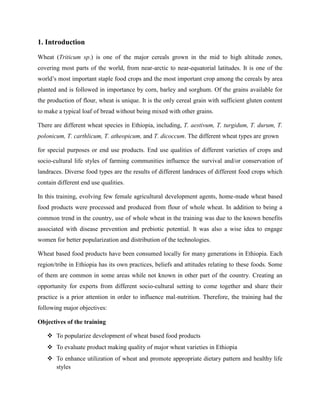 Summarized Report of Wheat Processing and Product Development Training ...