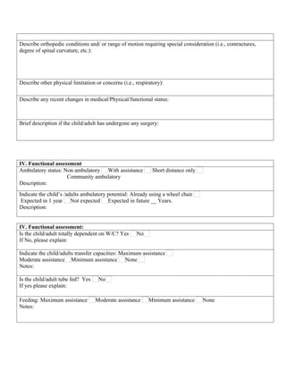 Wheel chair assessment Form | DOC