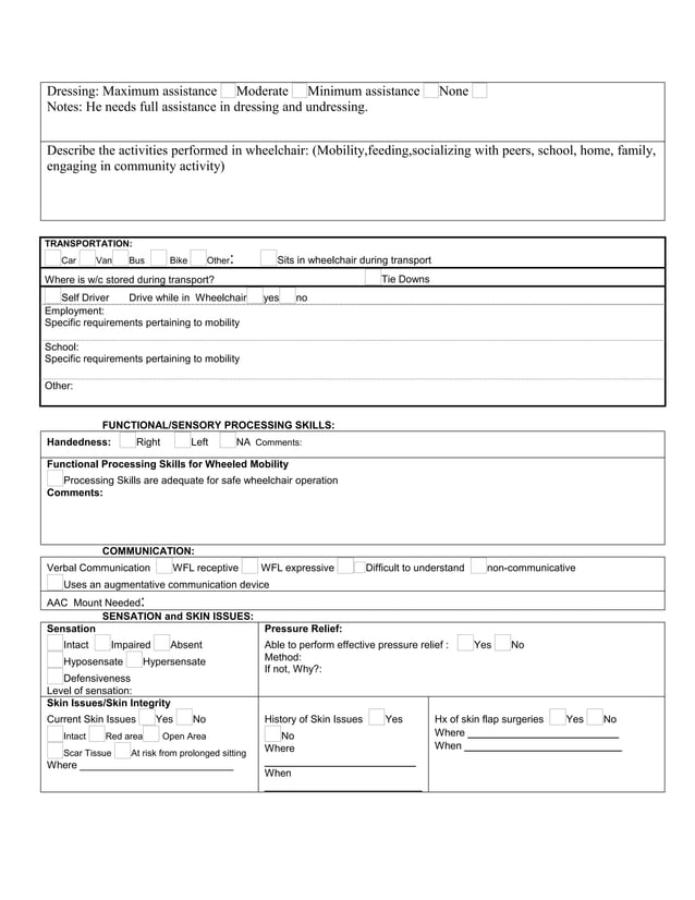Wheel chair assessment Form | DOC