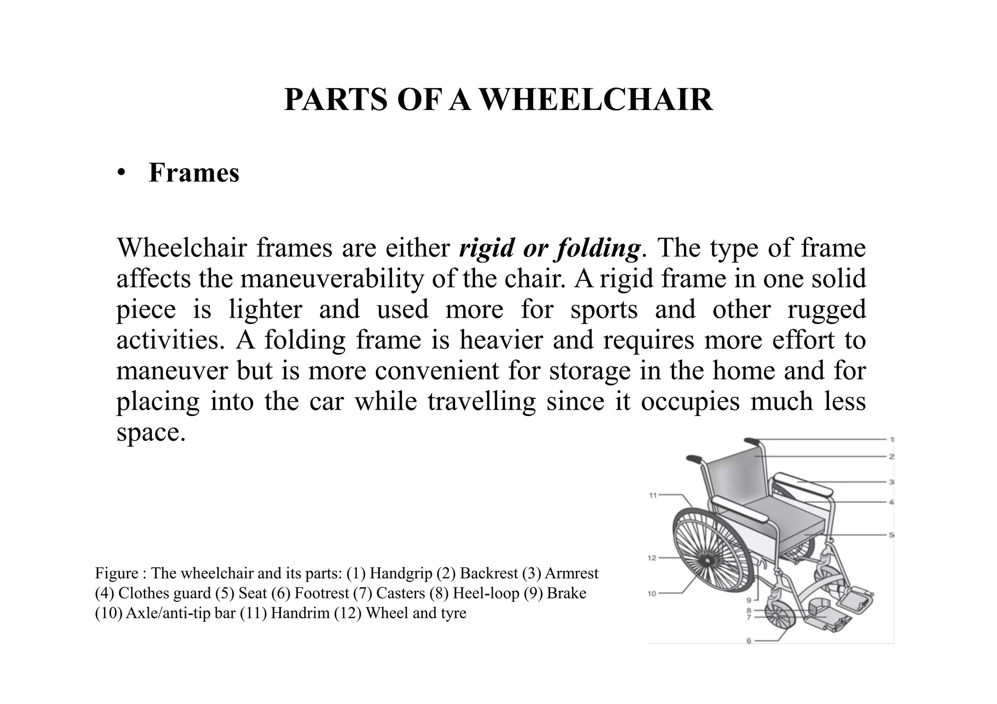 Wheelchairs - Types and Parts | PDF