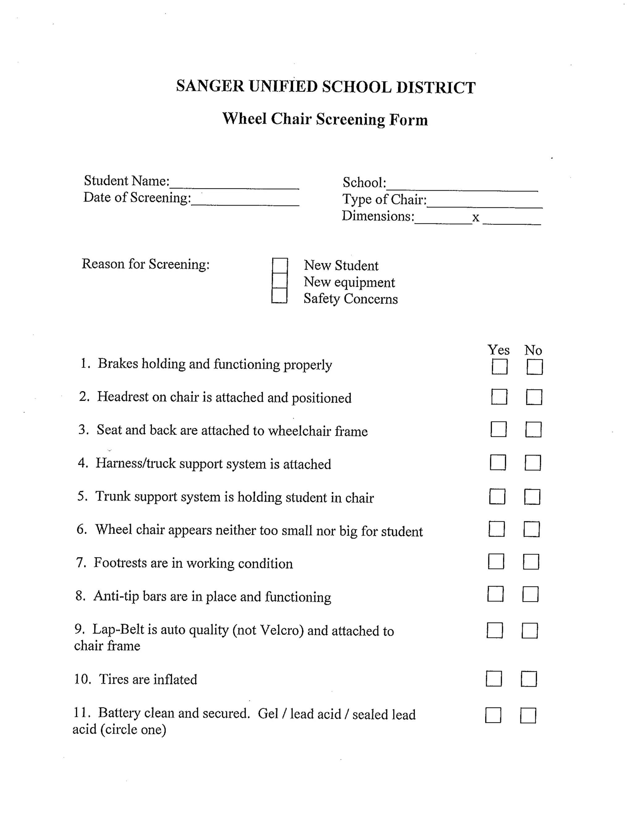 Wheel chair screening form | PDF
