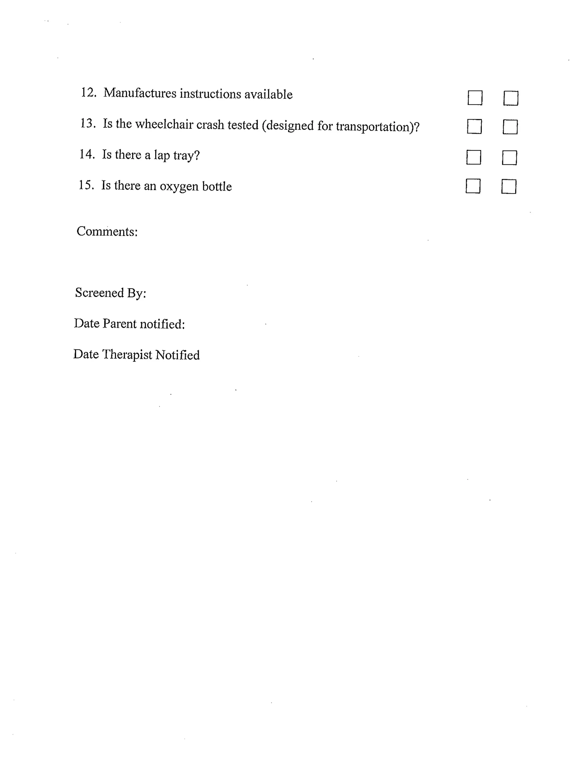 Wheel chair screening form | PDF