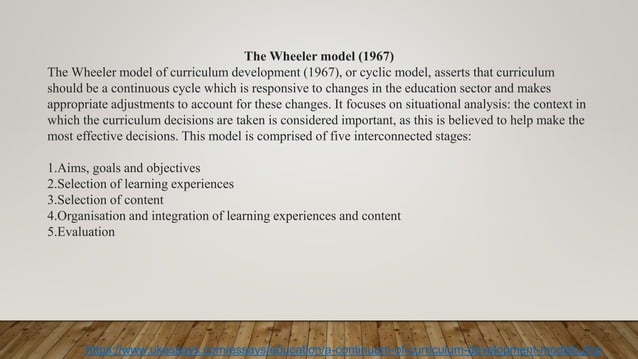 Wheeler’s model of curriculum development | PPT