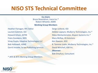 Wheeler West NISO STS An XML Standard for Standards | PPTX