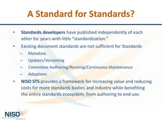 Wheeler West NISO STS An XML Standard for Standards | PPTX