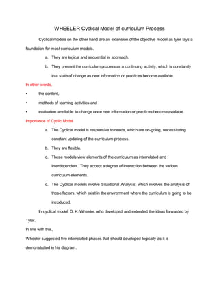 WHEELER Cyclical Model of curriculum Process | PDF
