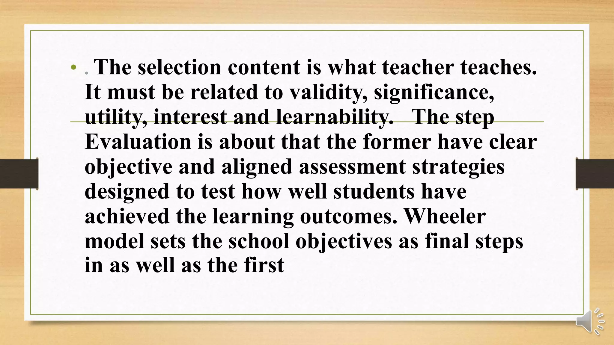 Wheeler model of curriculum development | PPTX