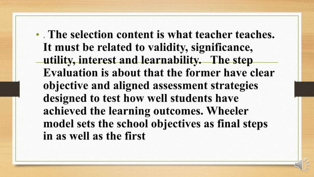 Wheeler model of curriculum development | PPTX | Educational Assessment ...