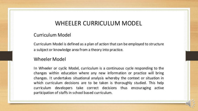 Wheeler model of curriculum development | PPT