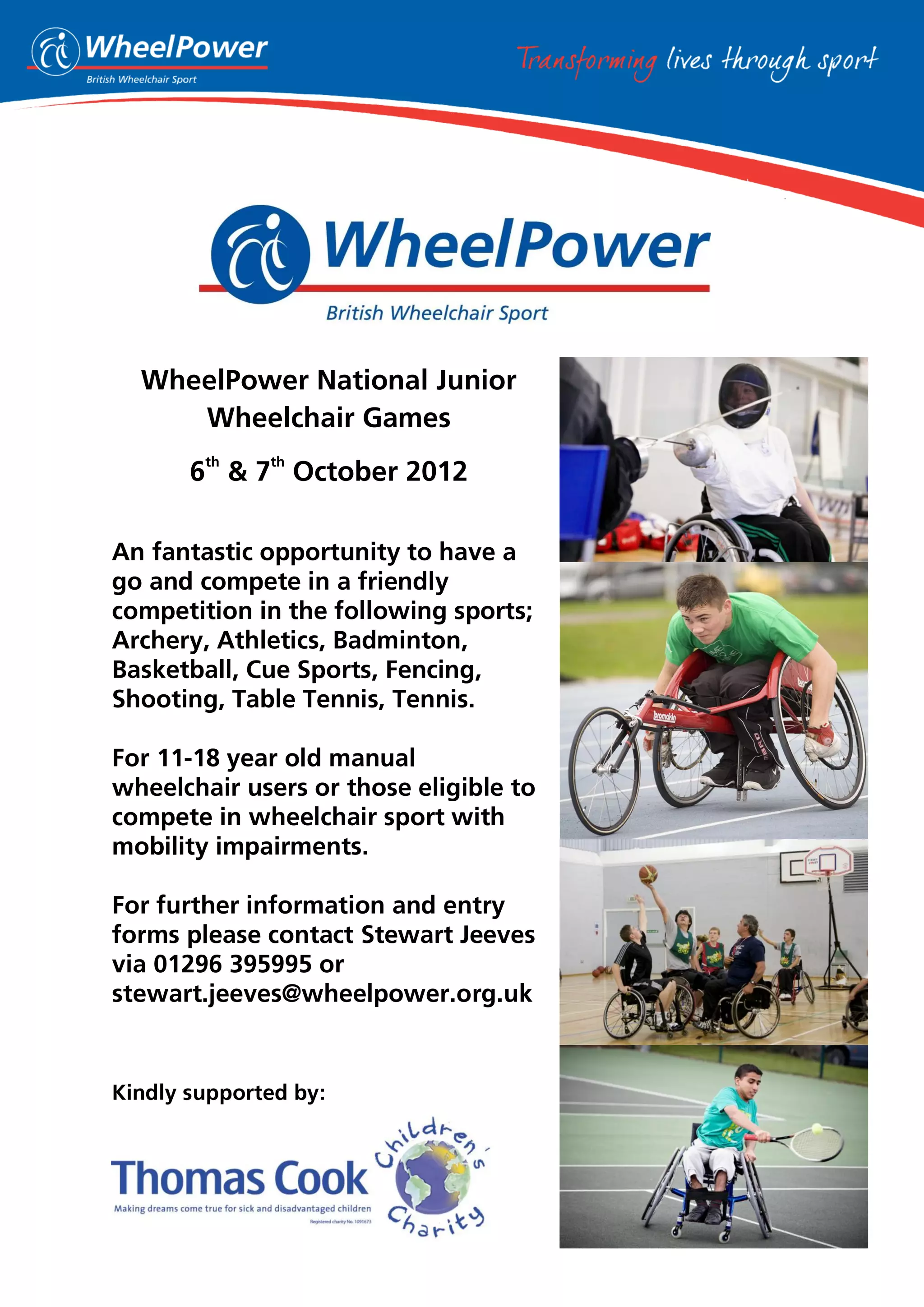 Wheel power national junior wheelchair games leaflet | PDF