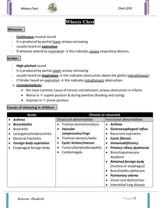 Wheezy chest: pediatric causes & diagnosis (2018) | PDF