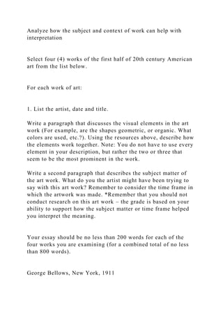 When analyzing art, you should look for the various elements to help | PDF