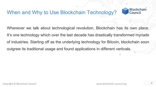 When and why to use blockchain technology | PPT